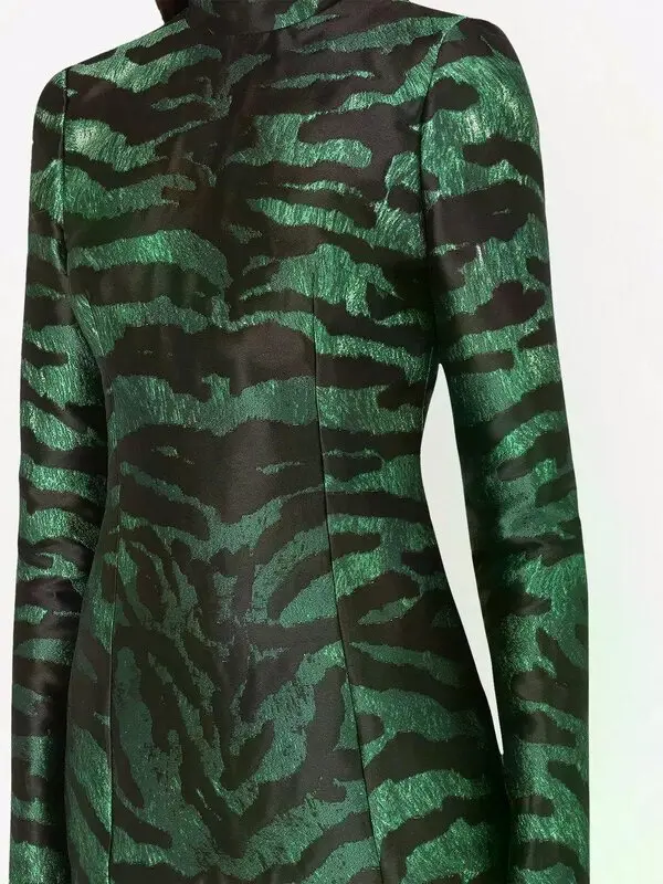 Dolce & Gabbana Tiger Print Long Sleeve Jacquard Dress