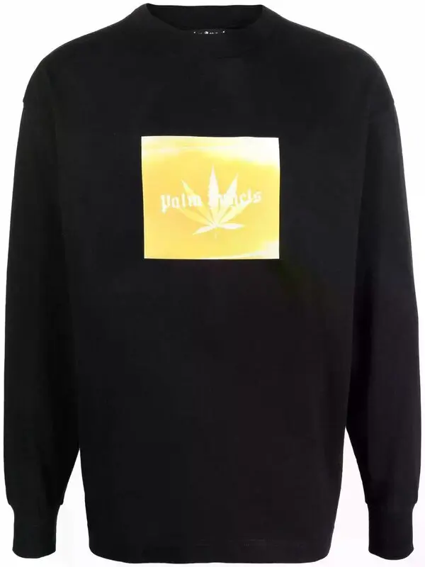 Palm Angels Leaf-print Crew-neck Sweatshirt