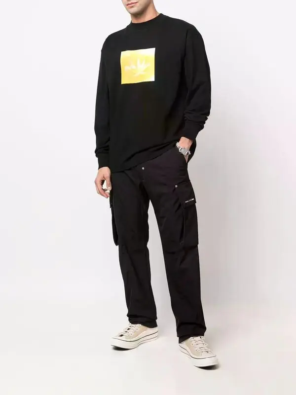 Palm Angels Leaf-print Crew-neck Sweatshirt