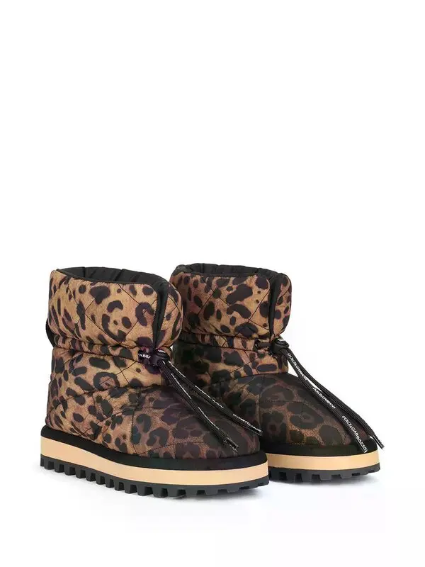 Dolce & Gabbana Leopard Print Drawstring Boots