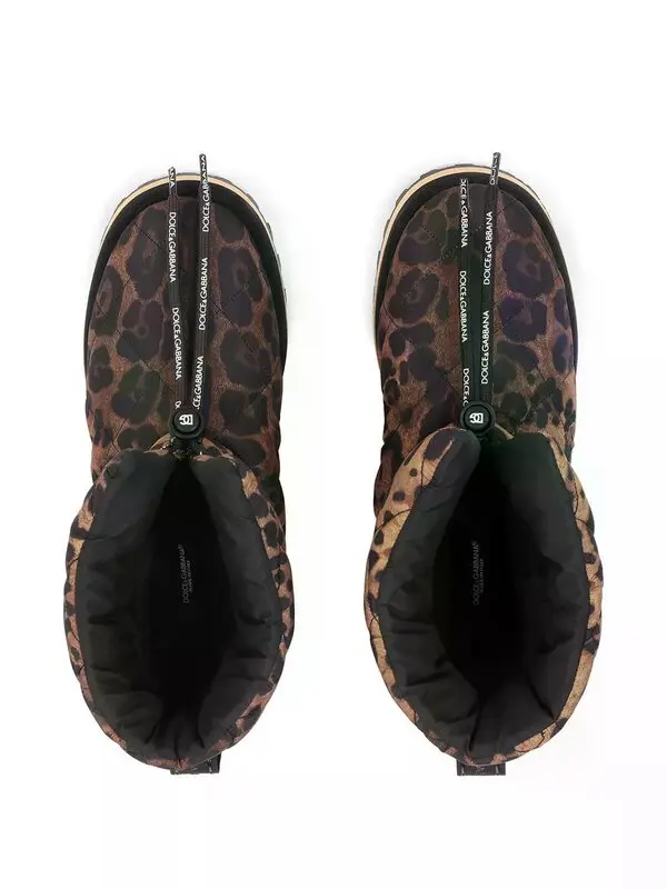 Dolce & Gabbana Leopard Print Drawstring Boots