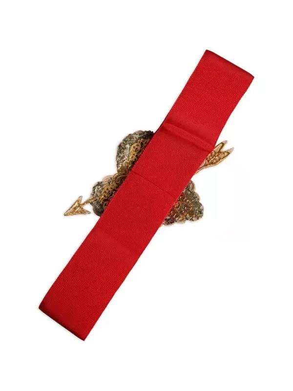 Dolce & Gabbana Embellished Heart Silk Ribbon Belt