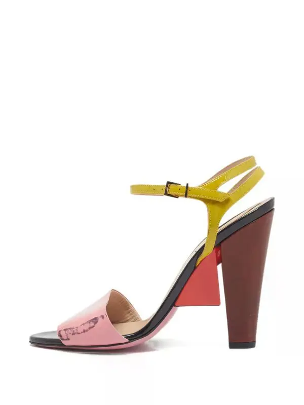 Fendi Patent Leather Ankle-strap Block Heel Sandals