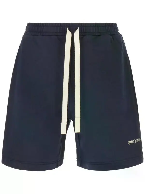 Palm Angels Logo Embroidered Bermuda Shorts - Blue