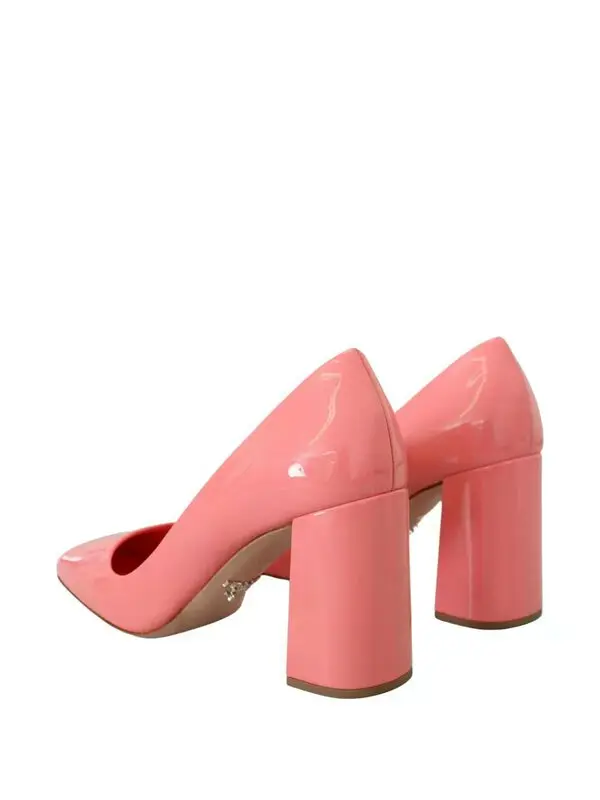 Prada Patent Leather Square Toe Block Heel Pumps