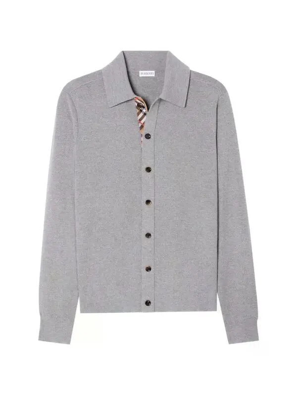 Burberry Wool Cardigan With Check Trim