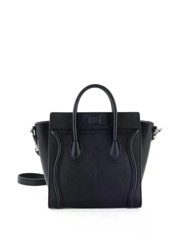 Celine Grainy Leather Nano Luggage Crossbody Bag - Black