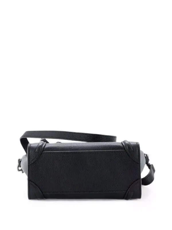 Celine Grainy Leather Nano Luggage Crossbody Bag - Black