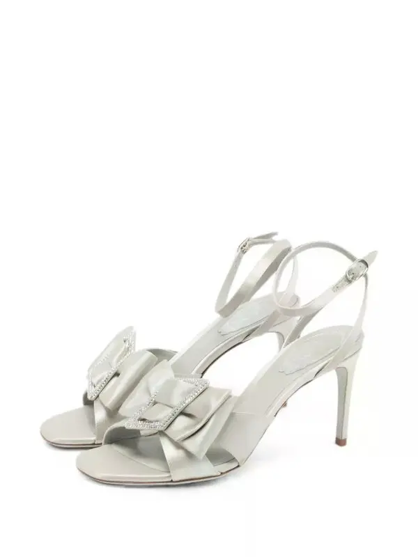 Rene Caovilla Embellished Bow Heeled Sandals - Grey