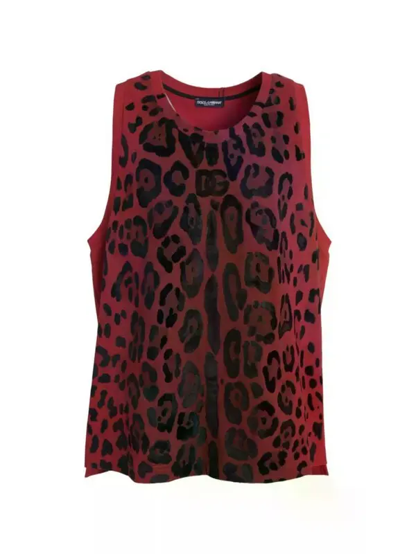 Dolce & Gabbana Leopard-print Textured-finish Tank Top