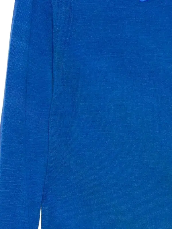 Nike Logo Embroidered Ribbed Crew Neck Sweater - Blue