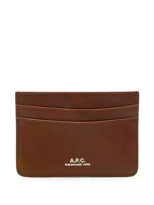 A.p.c. Logo-print Leather Cardholder - Brown