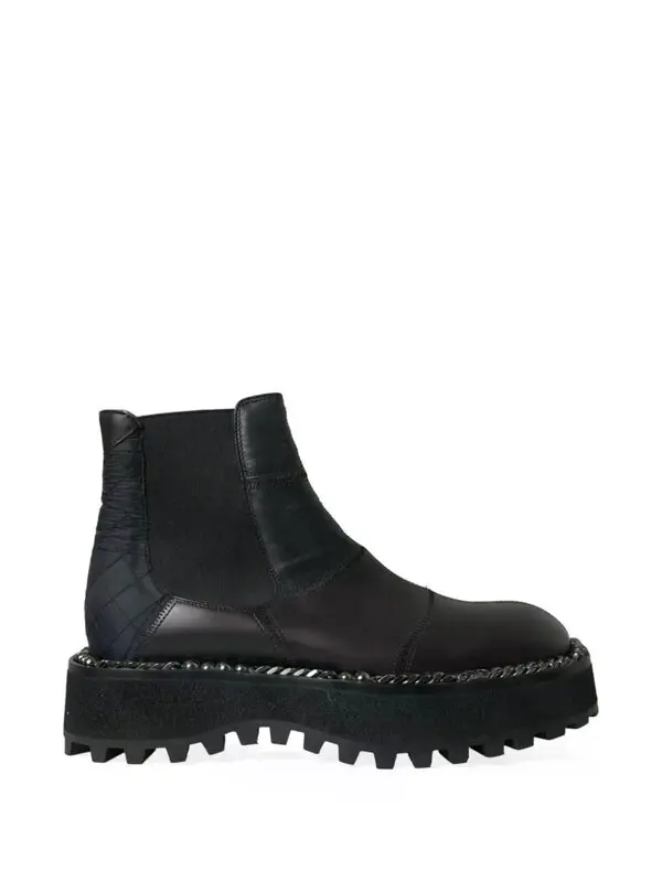 Dolce & Gabbana Leather Chain-trim Platform Ankle Boots