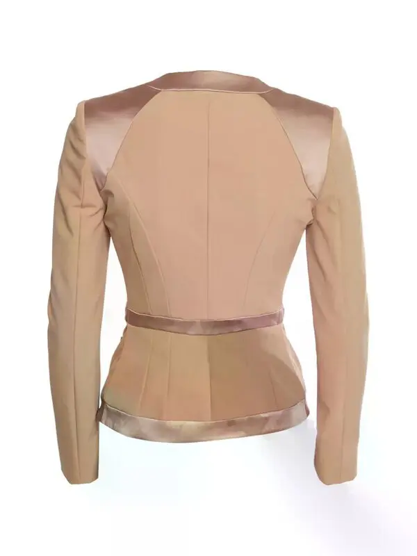 Elisabetta Franchi Fitted Blazer With Satin Panels And Logo-engraved Buttons