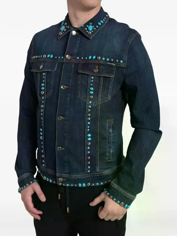 Dolce & Gabbana Embellished Studded Denim Jacket