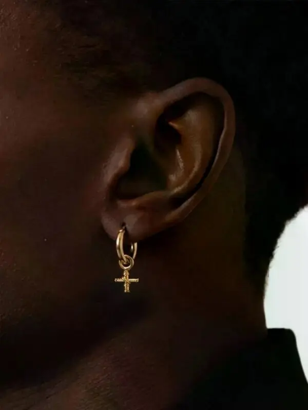 YOJ Cross Pendant Hoop Earrings