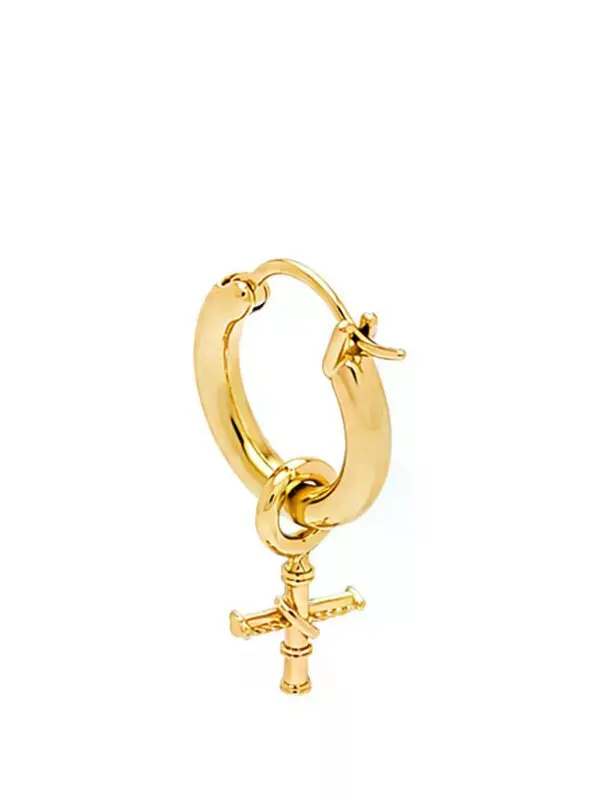 YOJ Single Hoop Earring With Cross Pendant