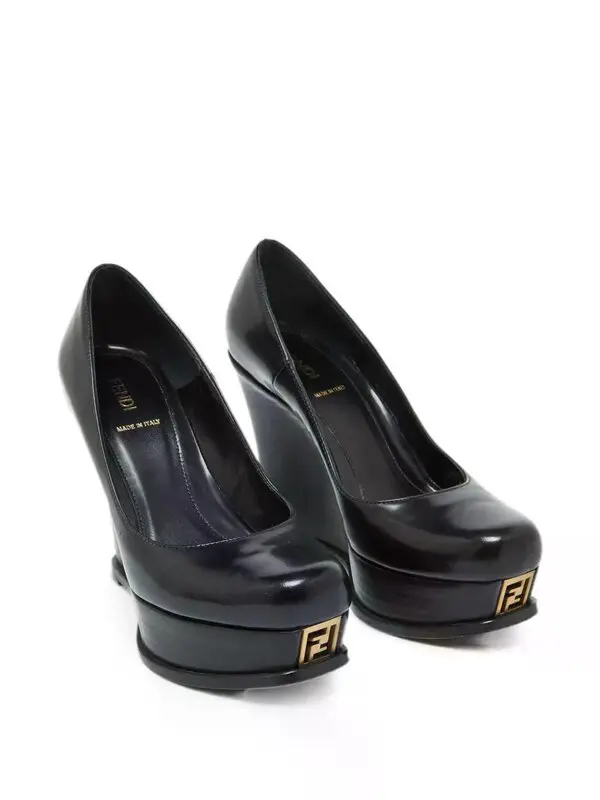 Fendi Leather Platform Wedge Pumps