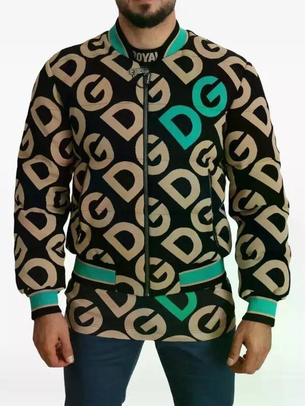 Dolce & Gabbana Logo-print Knit Bomber Jacket - Black