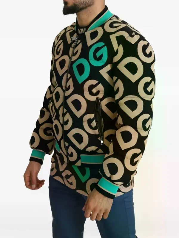 Dolce & Gabbana Logo-print Knit Bomber Jacket - Black