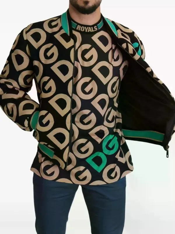 Dolce & Gabbana Logo-print Knit Bomber Jacket - Black