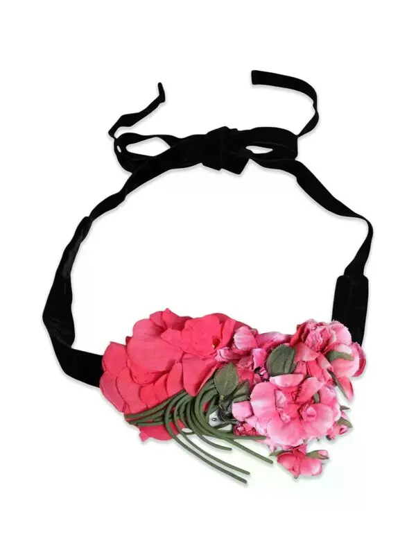 Dolce & Gabbana Floral Appliqué Velvet Belt