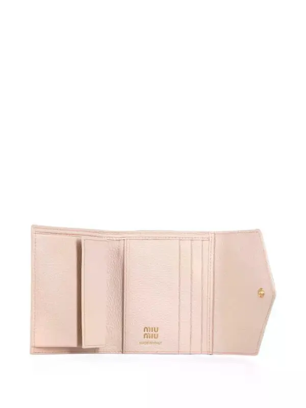 Miu Miu Logo-plaque Pebbled Leather Wallet