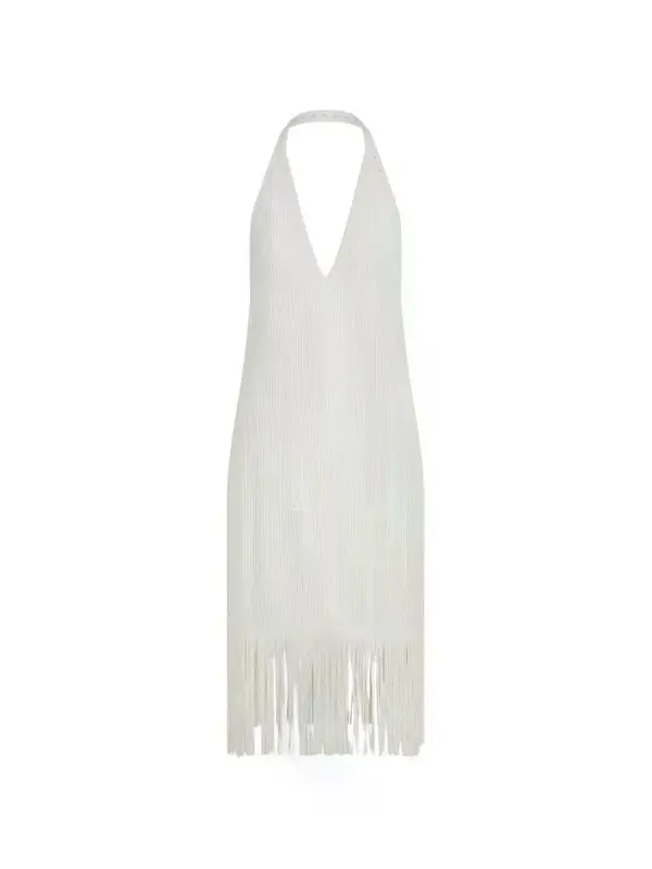 FERRAGAMO Knitted Halterneck Dress With Fringe Detail