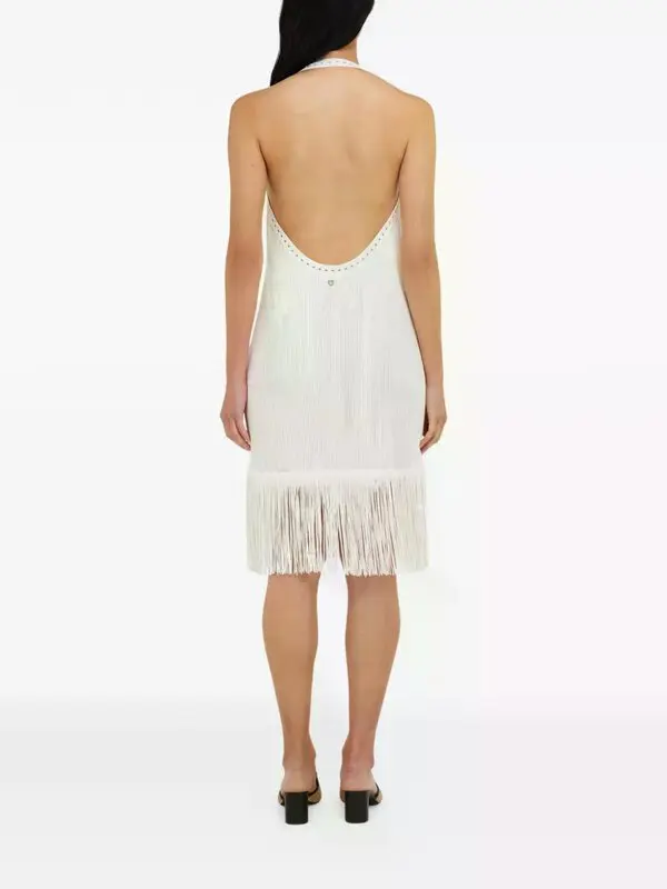 FERRAGAMO Knitted Halterneck Dress With Fringe Detail