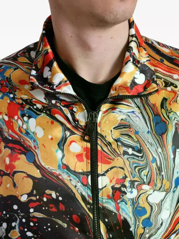 Dolce & Gabbana Marble-print Silk Zip-up Jacket
