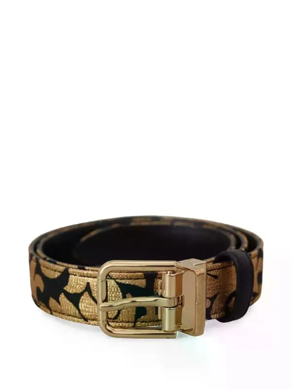 Dolce & Gabbana Jacquard Belt With Leather Trim