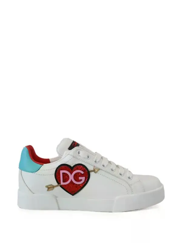 Dolce & Gabbana Portofino Heart-patch Leather Sneakers