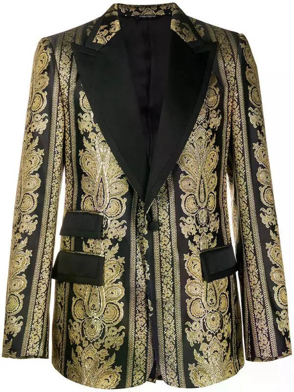 Dolce & Gabbana Jacquard Casino Tuxedo Jacket - Black