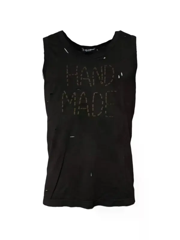Dolce & Gabbana Distressed-effect Embroidered Tank