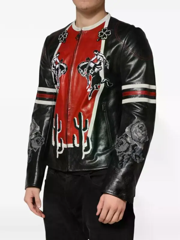 Dolce & Gabbana Embroidered Leather Jacket
