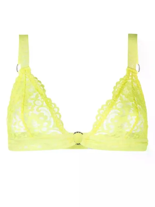 Stella McCartney Floral-lace Ring-hardware Bra - Yellow
