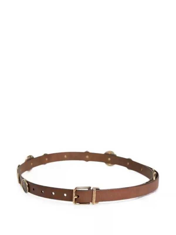 Dolce & Gabbana Coin Embellished Leather Belt - Brown