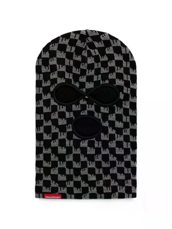 SPRAYGROUND Checkerboard Pattern Knitted Balaclava - Black