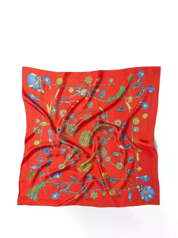 Versace Printed Silk Twill Scarf 90 Cm - Red