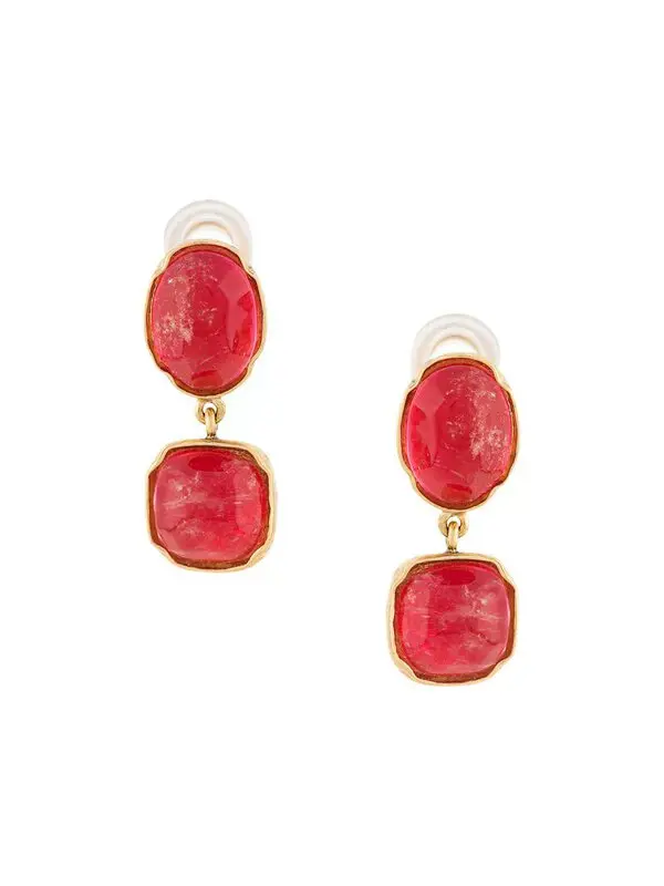 GOOSSENS Two Cabochon Earrings - Gold