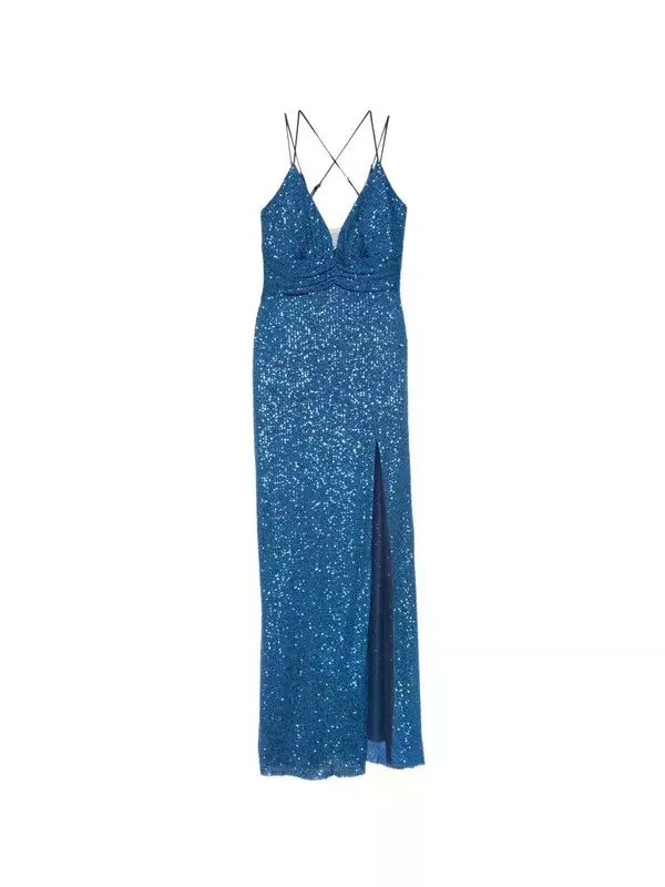 HANITA Sequin Embellished Maxi Dress With Side Slit