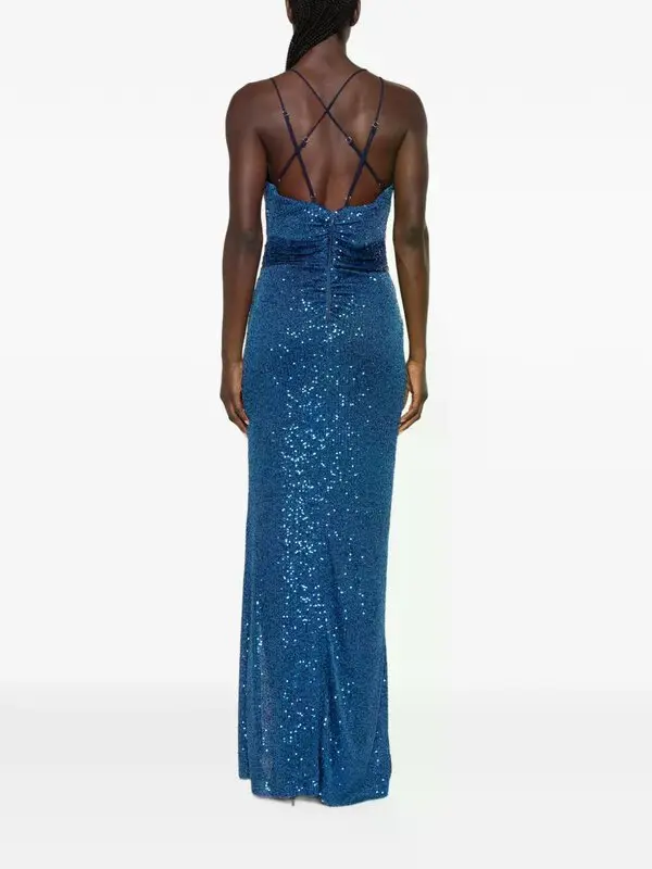 HANITA Sequin Embellished Maxi Dress With Side Slit