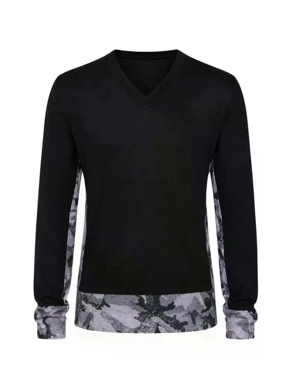 Dolce & Gabbana Camouflage Panel V-neck Sweater