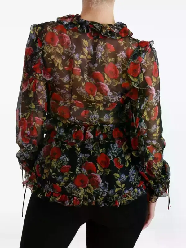Dolce & Gabbana Floral Print Ruffle Blouse