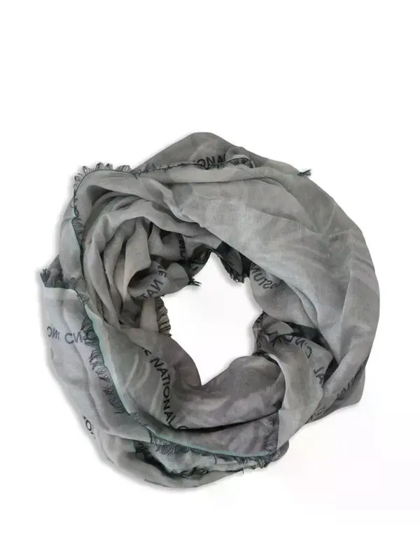 Costume National Floral-print Fringed Scarf - Grey