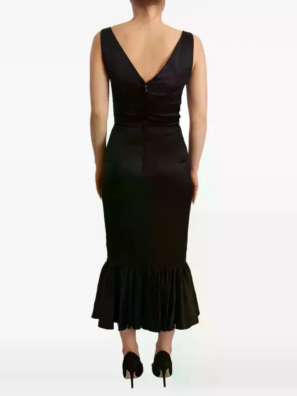 Dolce & Gabbana Sleeveless Square Neck Midi Dress With Ruffled Hem