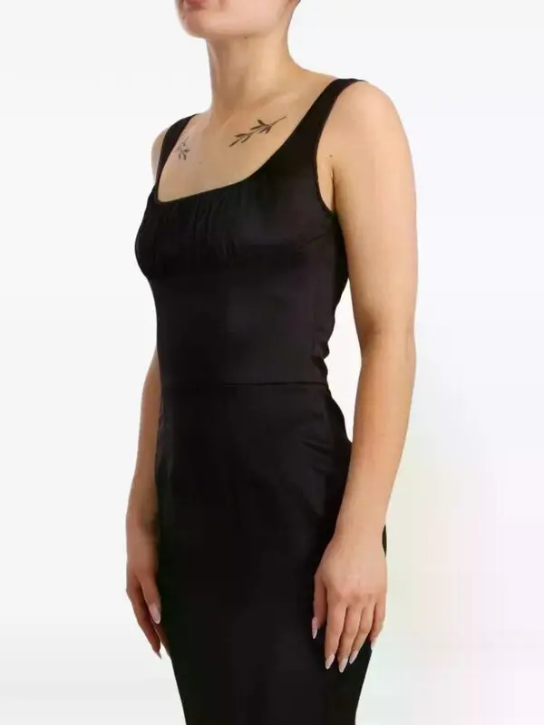 Dolce & Gabbana Sleeveless Square Neck Midi Dress With Ruffled Hem
