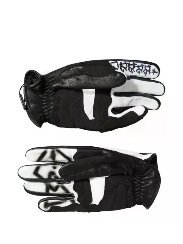 Dolce & Gabbana Crystal-embellished Graffiti Print Leather Gloves