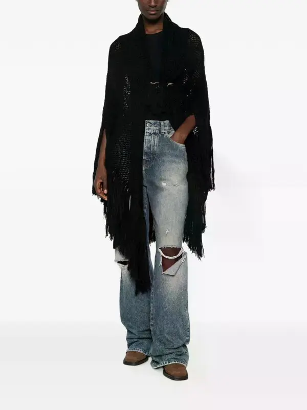 CHIARA IS Fringed Crochet-knit Cape