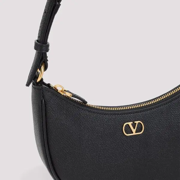 Valentino Garavani Mini Hobo V Logo Signature Handbag - Black